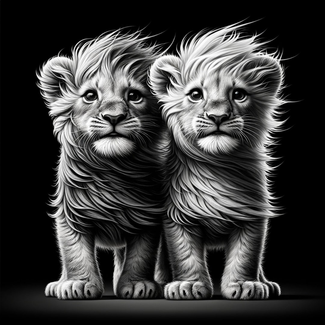 Lion Cubs, Slate Engraving, Laser Cut File, Coaster Etching, American ...