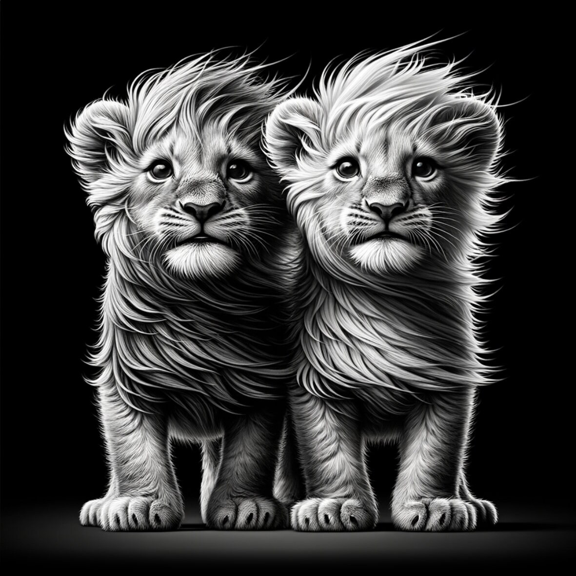 Lion Cubs, Slate Engraving, Laser Cut File, Coaster Etching, American ...