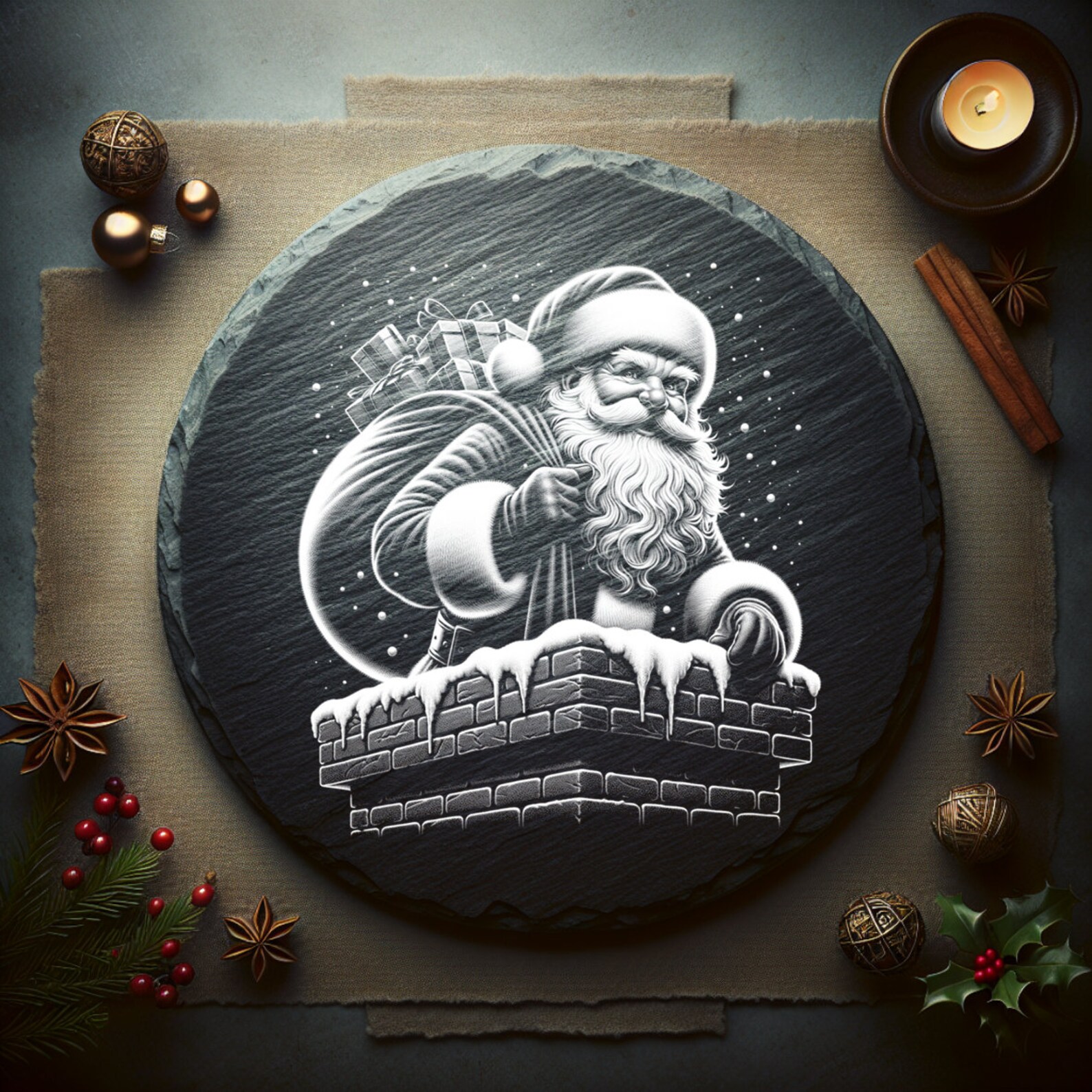 Santa Claus Slate Engraving Laser File (PNG) - Etsy