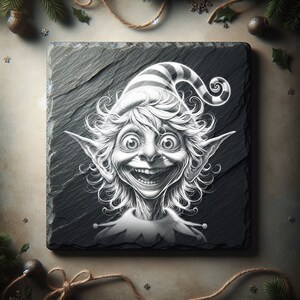 Crazy Elf 2, Laser PNG, Slate Engraving, Laser File, Coaster Etching ...