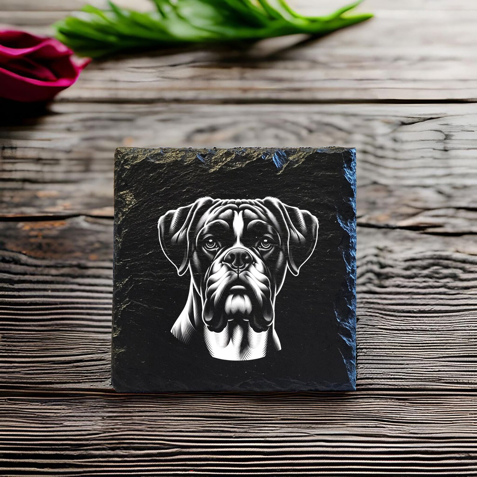 Boxer Dog, Slate Engraving Design, Laser File, Coaster Etching ...