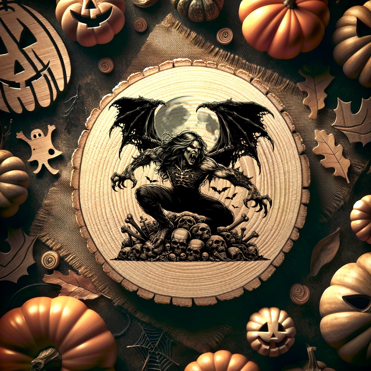 Vampire 2, Wood Engraving, Laser File, Coaster Etching, Lightburn, Glow ...