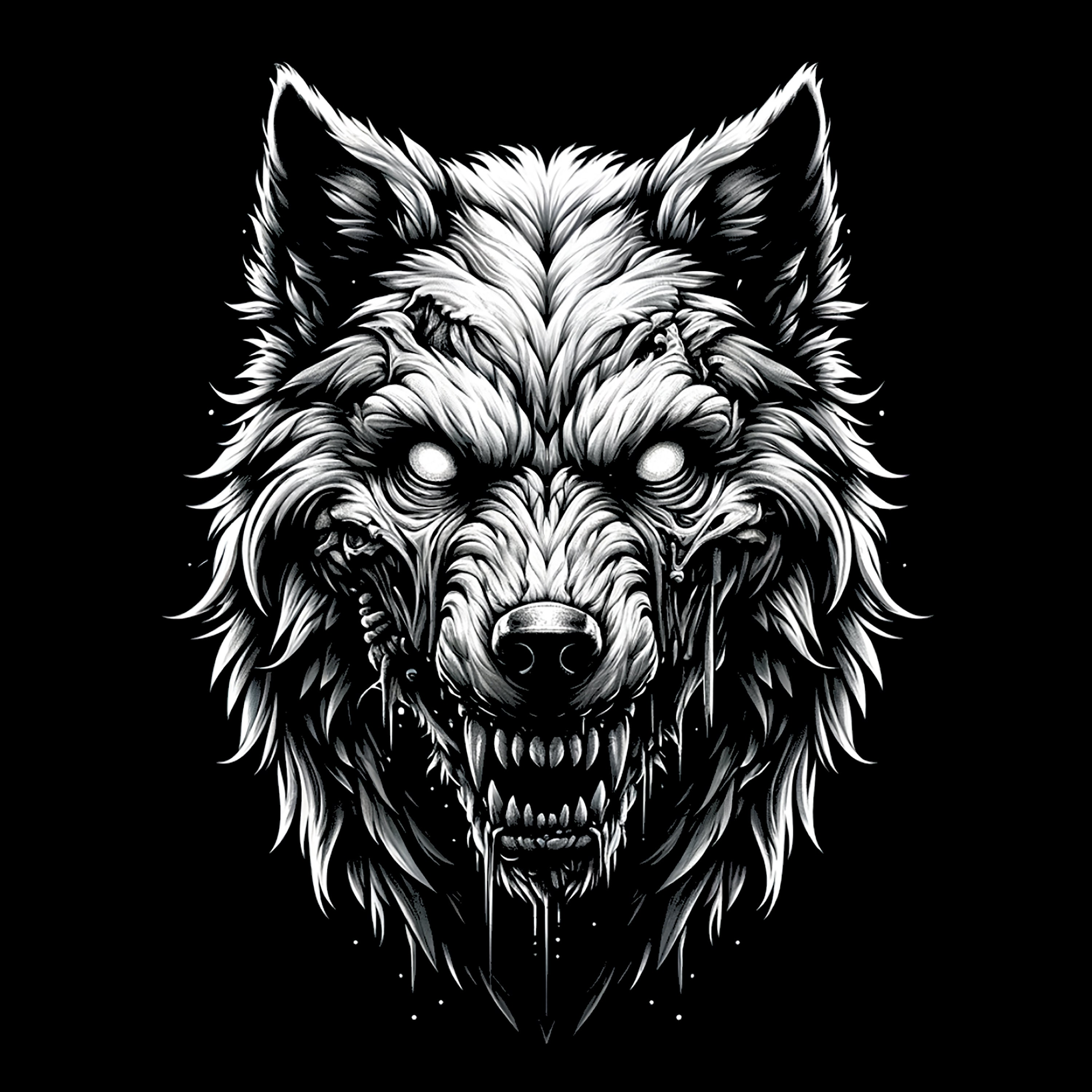Zombie Wolf, Laser PNG, Slate Engraving, Laser File, Coaster Etching ...