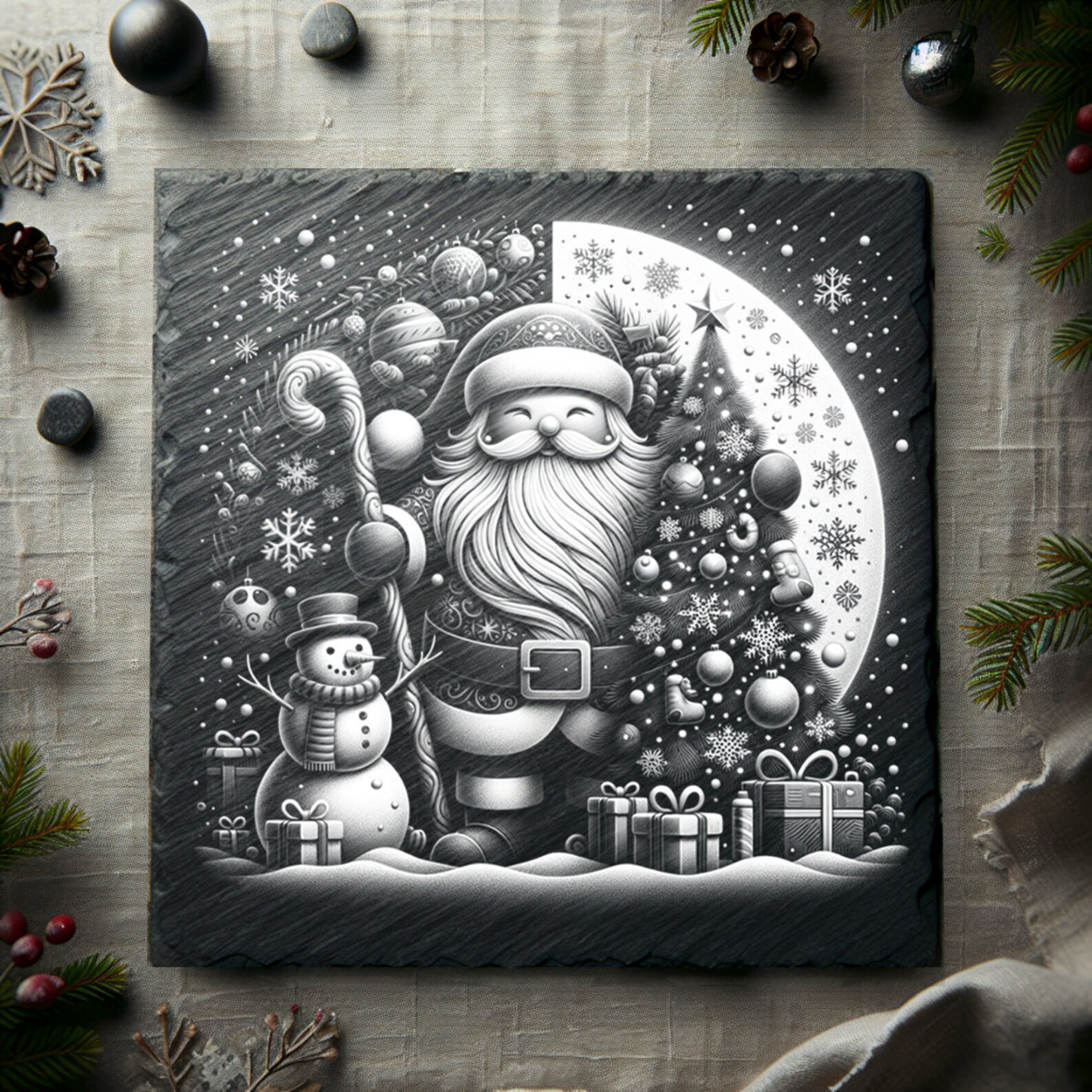 Santa Clause 27, Laser PNG, Slate Engraving, Laser File, Coaster ...