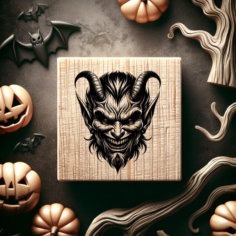 The Devil, Wood Engraving, Laser File, Coaster Etching, Lightburn, Glow ...