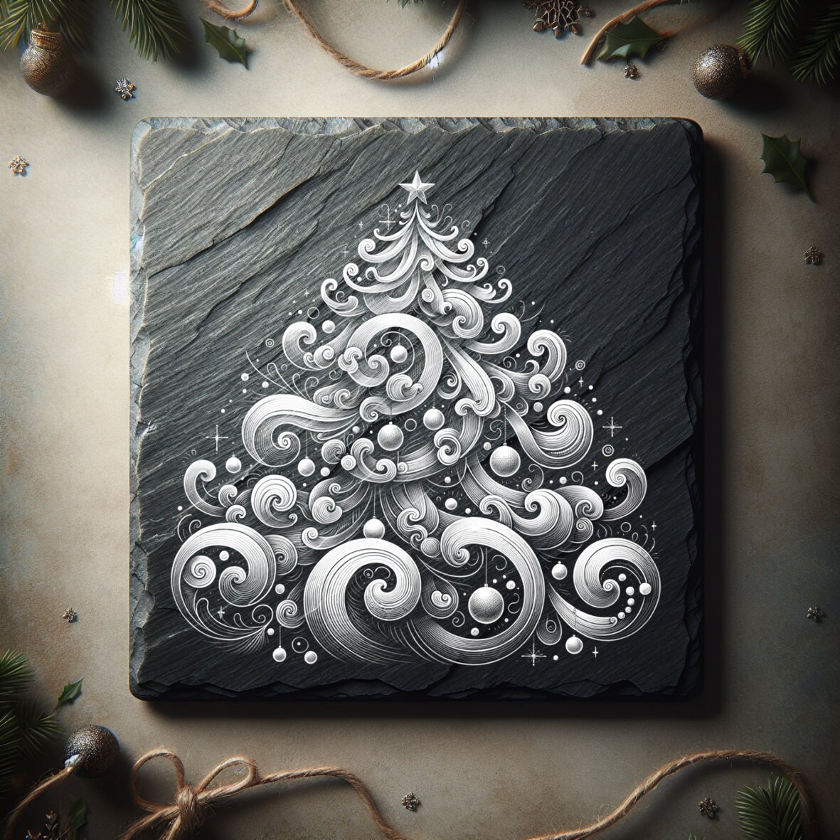 Christmas Tree 2, Laser PNG, Slate Engraving, Laser File, Coaster ...