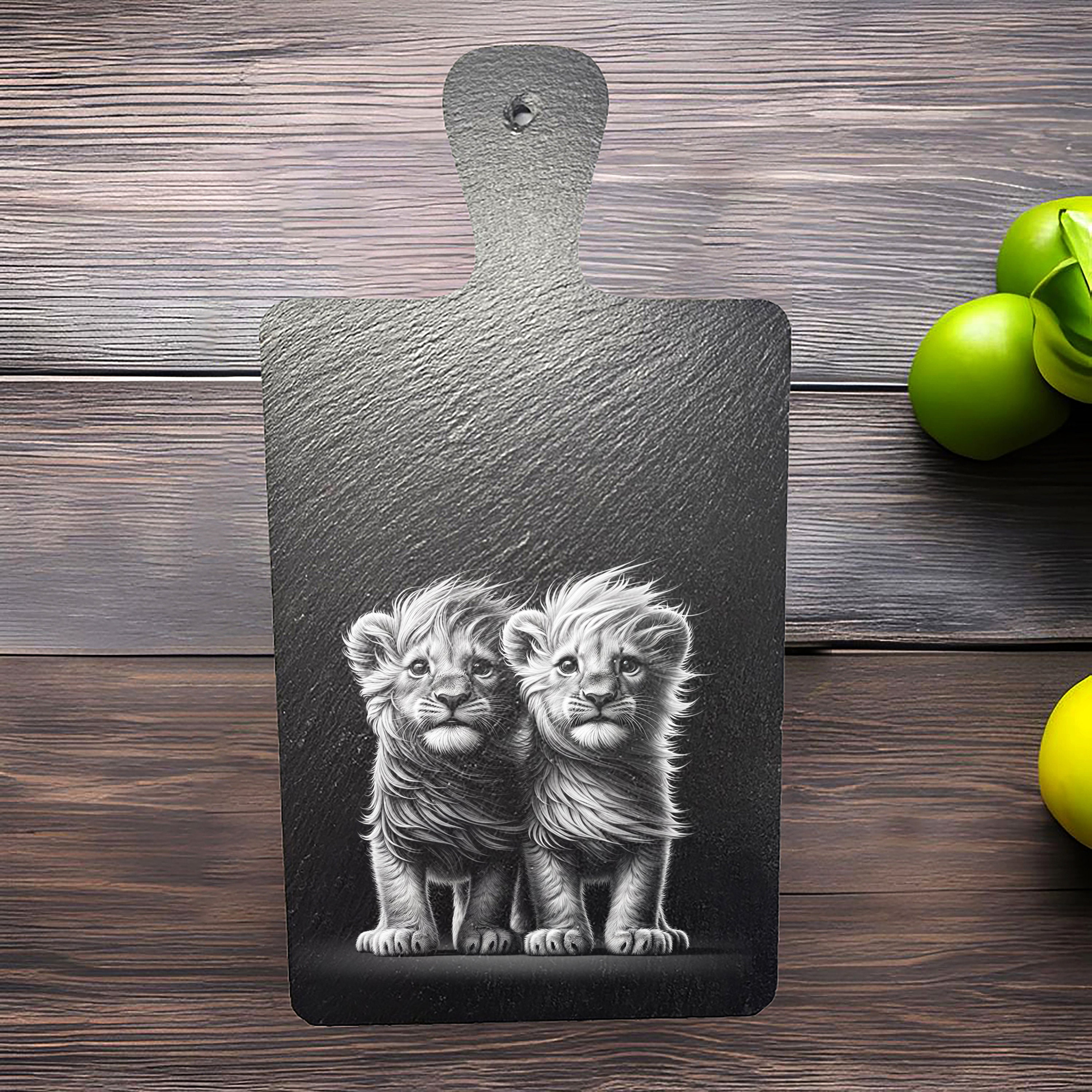 Lion Cubs, Slate Engraving, Laser Cut File, Coaster Etching, American ...