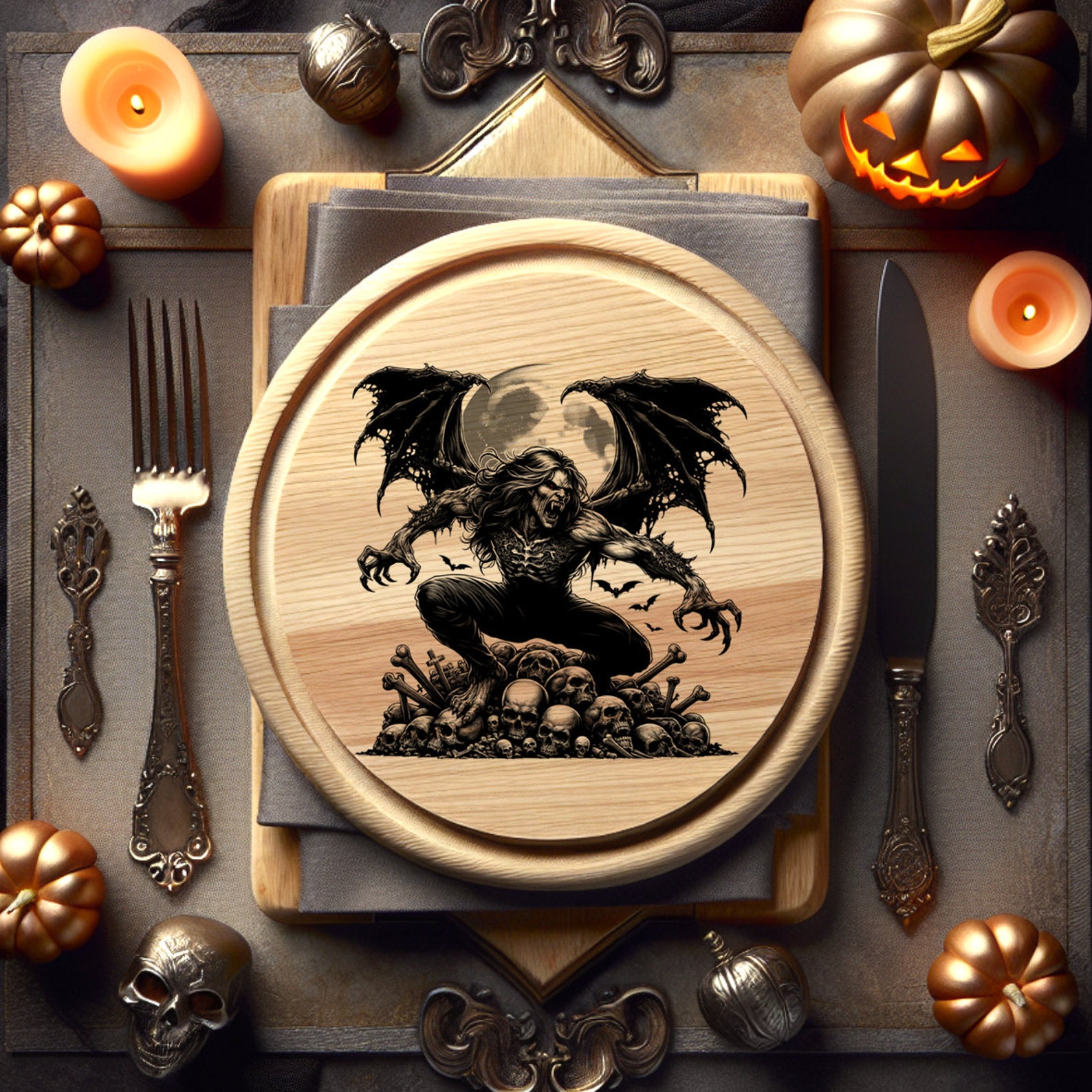 Vampire 2, Wood Engraving, Laser File, Coaster Etching, Lightburn, Glow ...