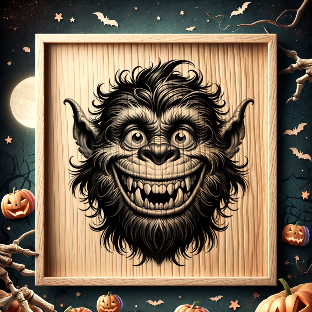 Werewolf 5, Wood Engraving, Laser File, Coaster Etching, Lightburn ...