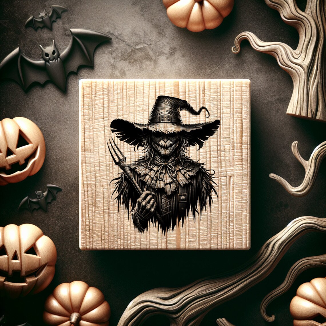 Evil Scarecrow 1, Wood Engraving, Laser File, Coaster Etching ...