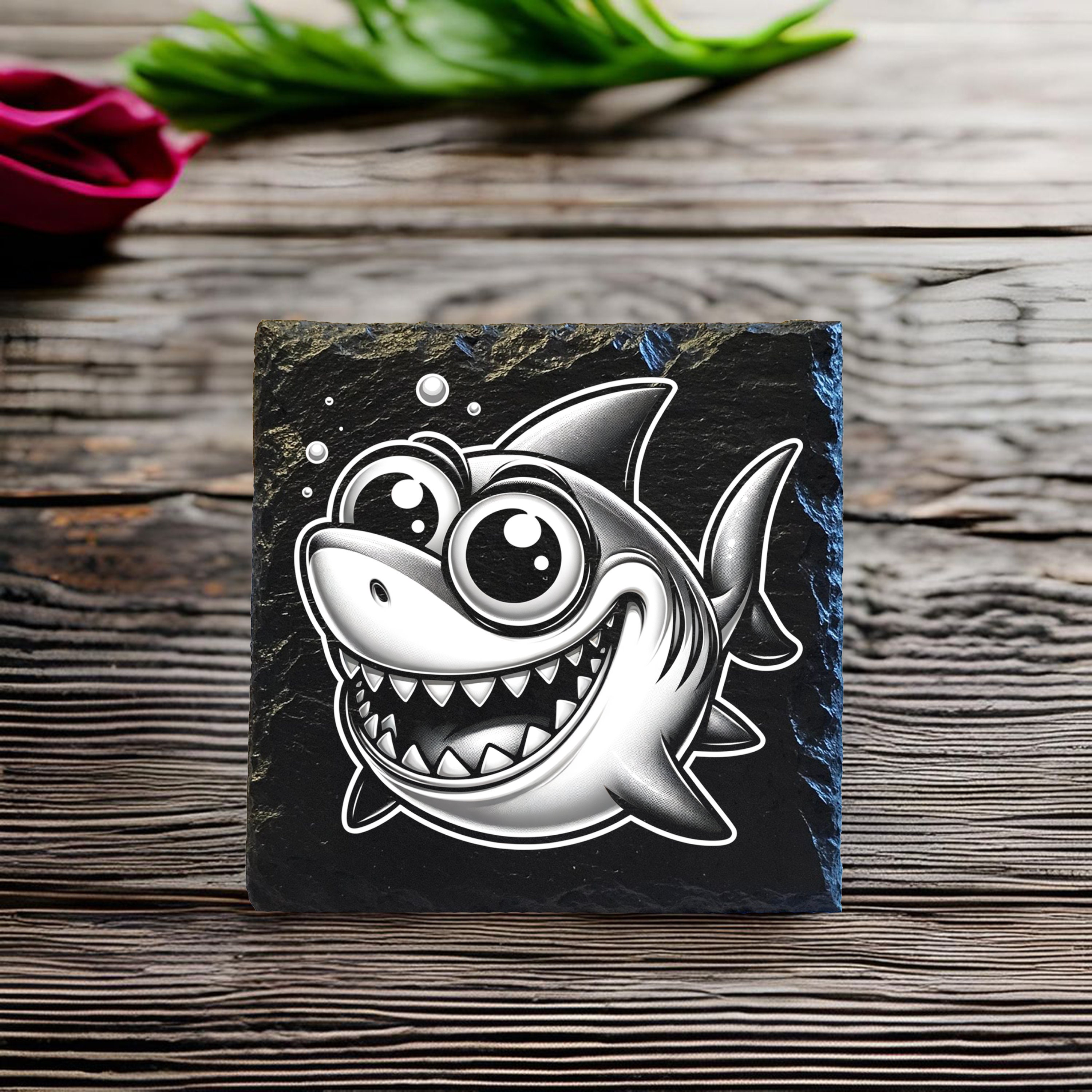 Crazy Shark, Slate Engraving, Laser File, Coaster Etching, American ...