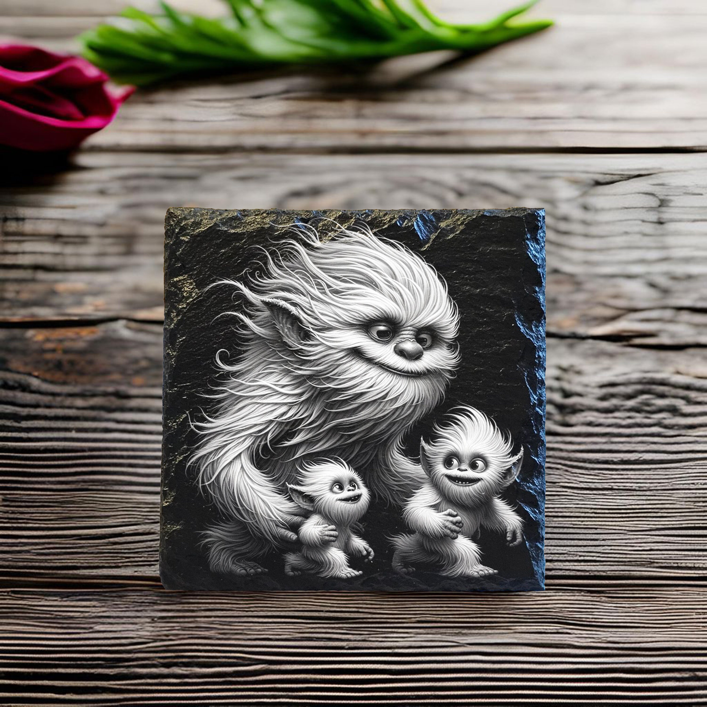 Yeti Family Slate Engraving Laser File (digital Download) - Etsy