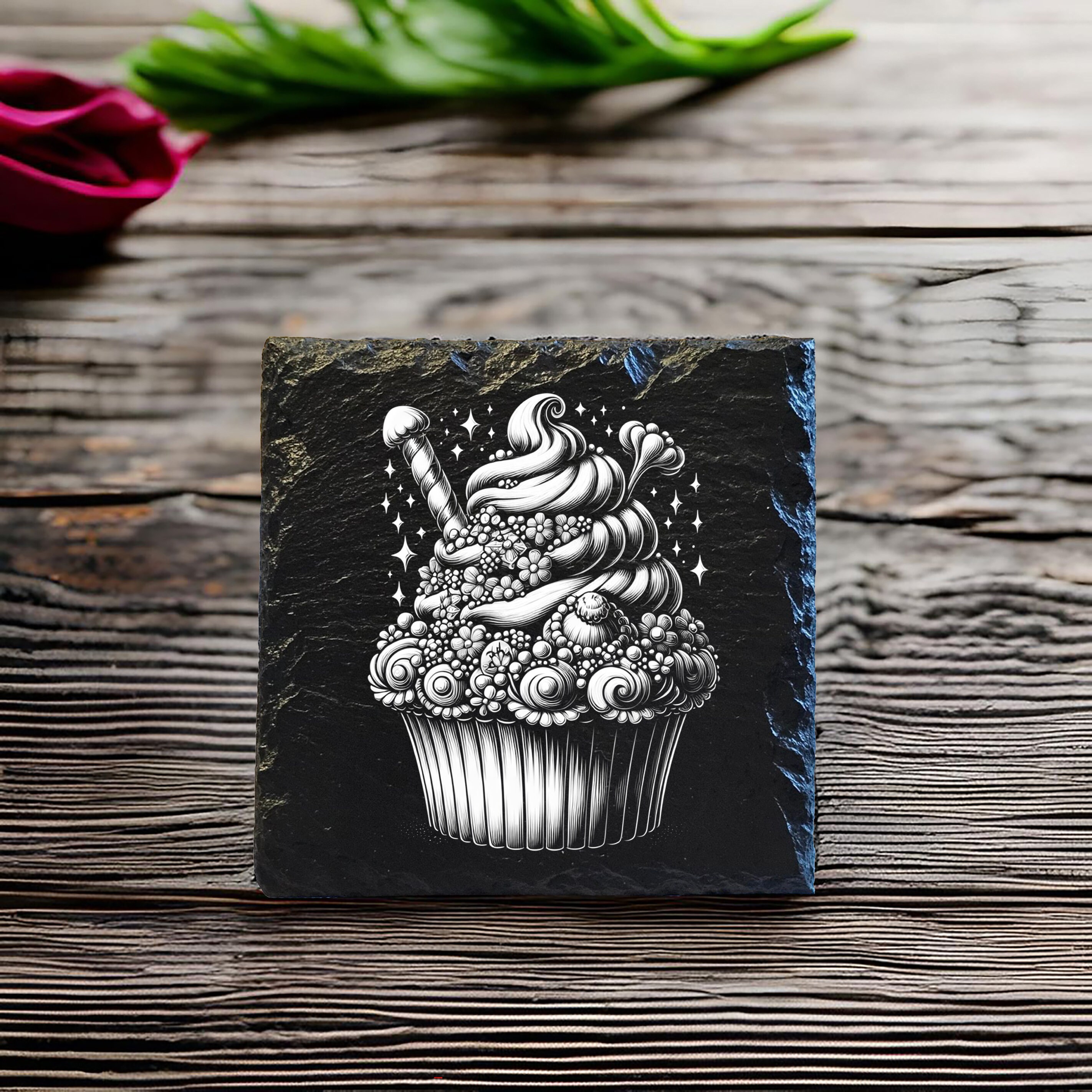Cup Cake 4, Slate Engraving, Laser File, Coaster Etching, American ...