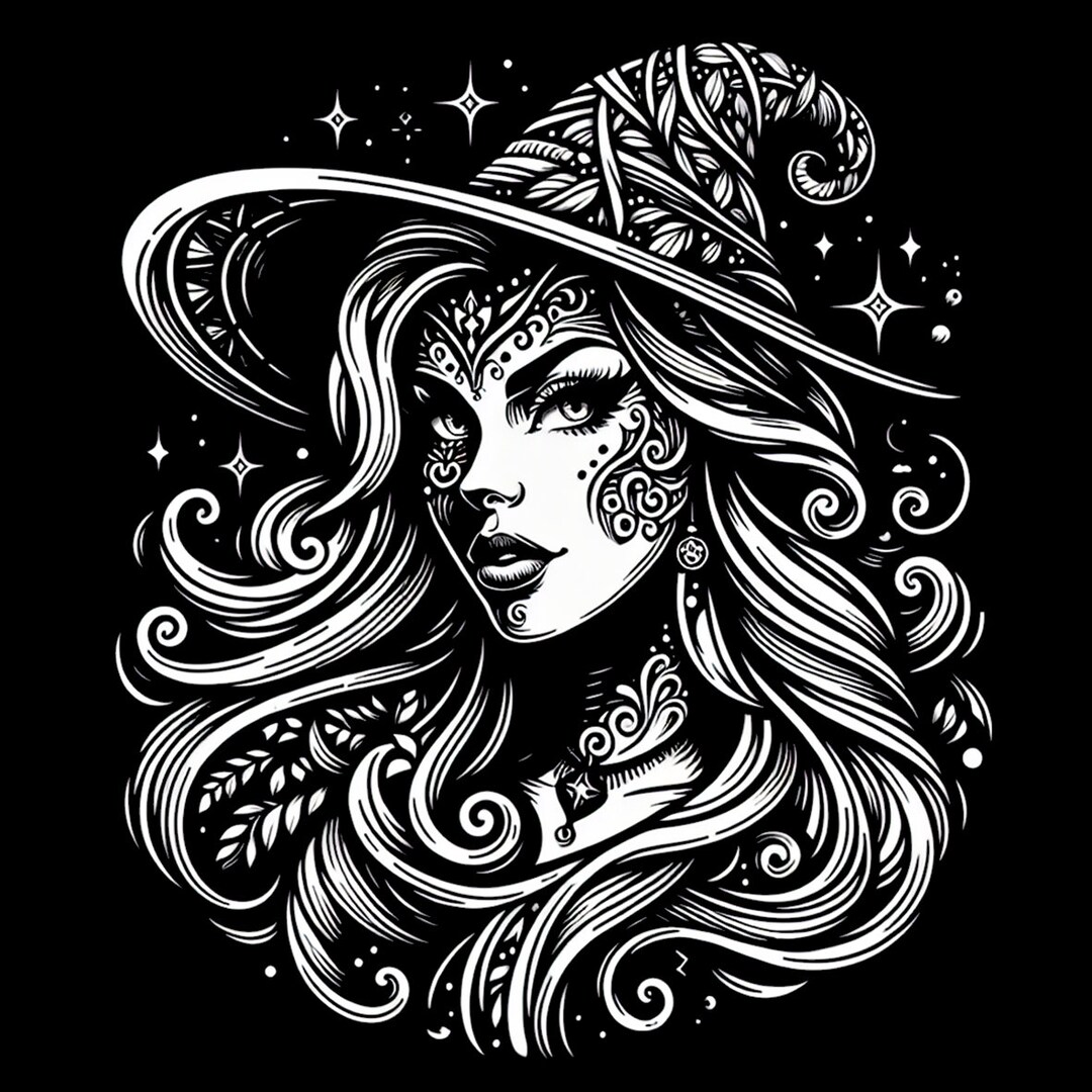 Bruja Witch 5, Laser PNG, Slate Engraving, Laser File, Coaster Etching ...
