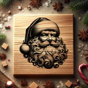 Santa Clause 2, Wood Engraving, Laser File, Coaster Etching, Lightburn ...