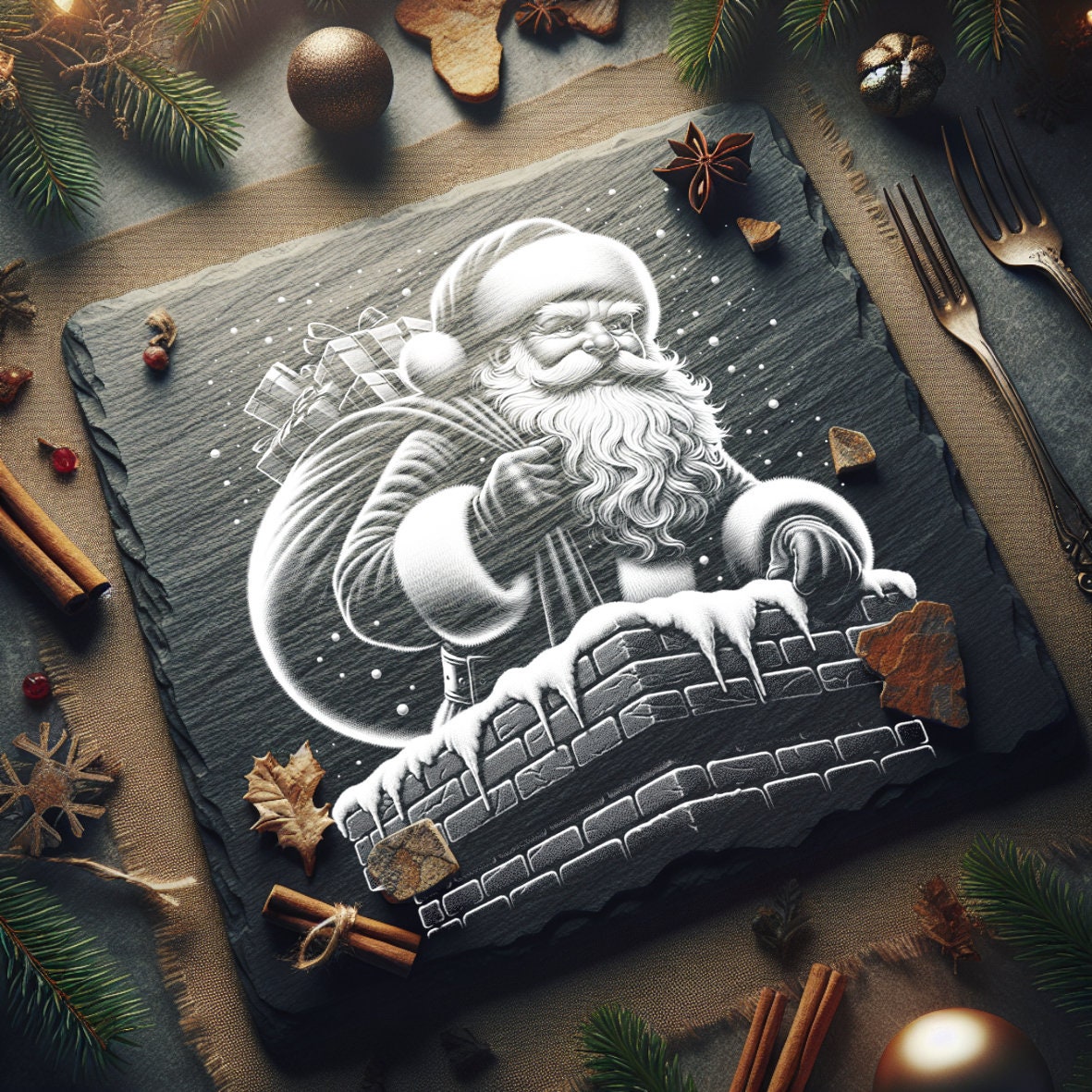 Santa Claus Slate Engraving Laser File (PNG) - Etsy