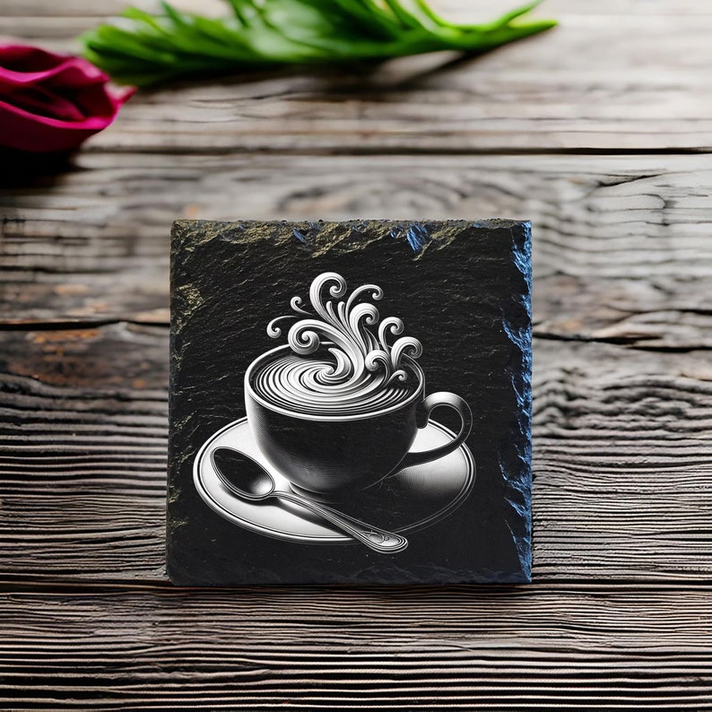 Coffee Cup 2, Slate Engraving Design, Laser File, Coaster Etching ...