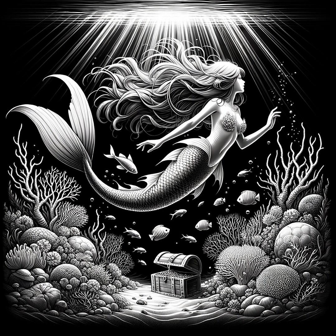 Mermaid 2, Slate Engraving, Laser File, Coaster Etching, American ...