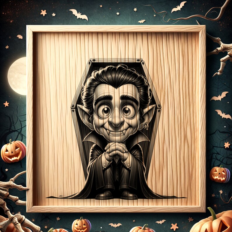 Vampire 3, Wood Engraving, Laser File, Coaster Etching, Lightburn, Glow ...