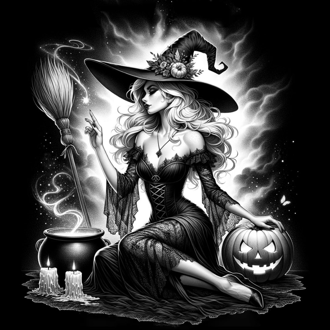 Witch 5, Laser PNG, Slate Engraving, Laser File, Coaster Etching ...