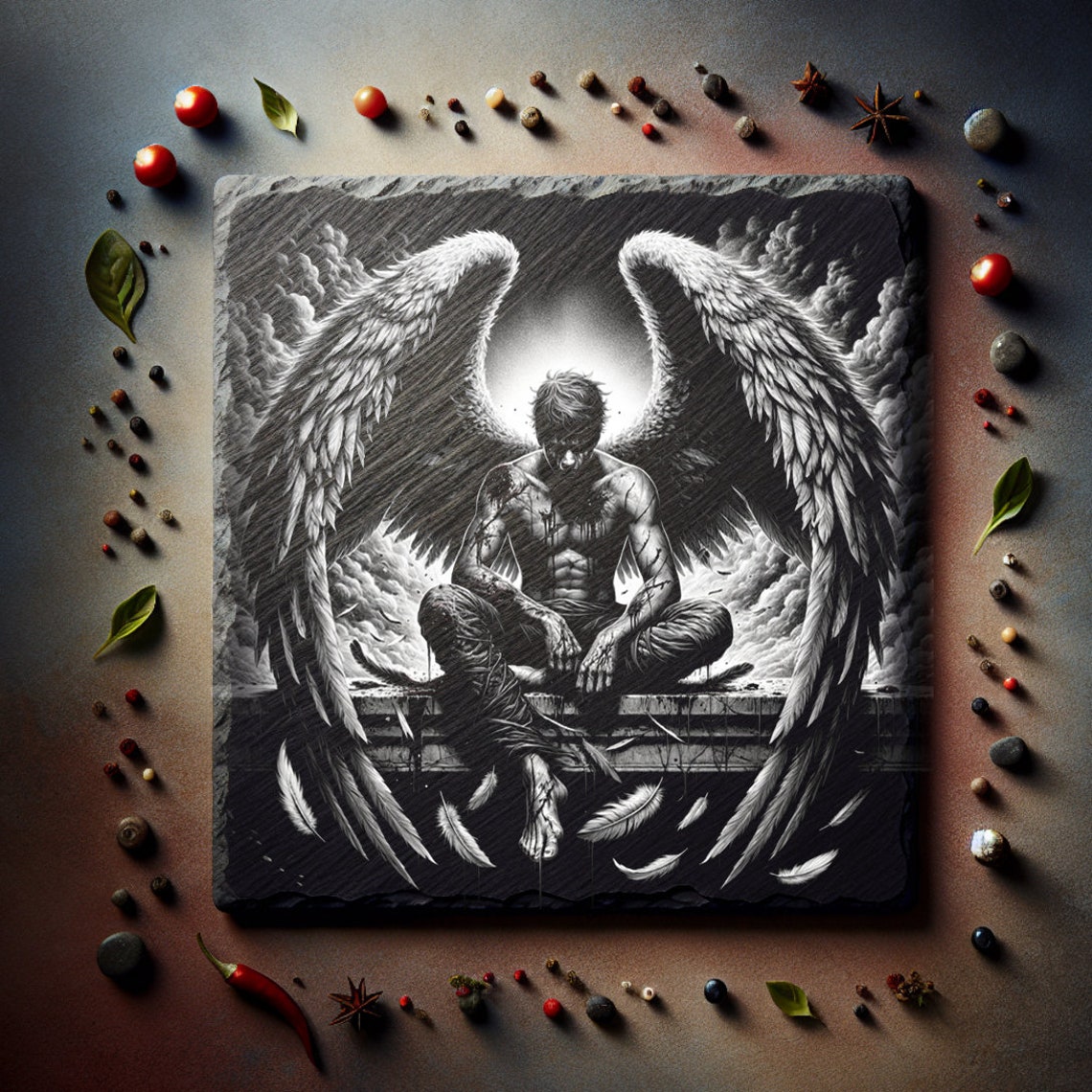 Fallen Angel 1, Slate Engraving, File,coaster Etching, American ...