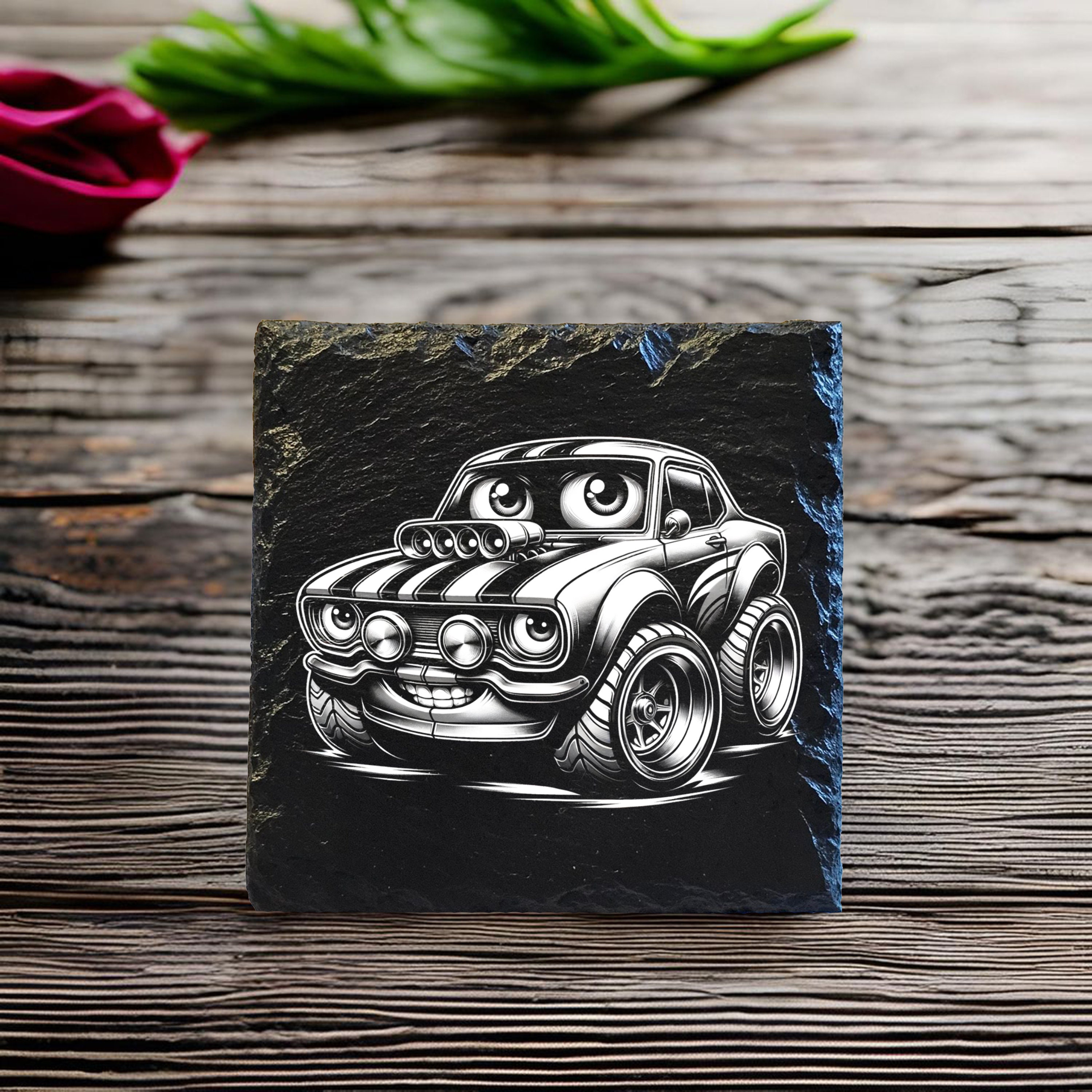 Crazy Car 2, Slate Engraving, Laser File, Coaster Etching, American ...