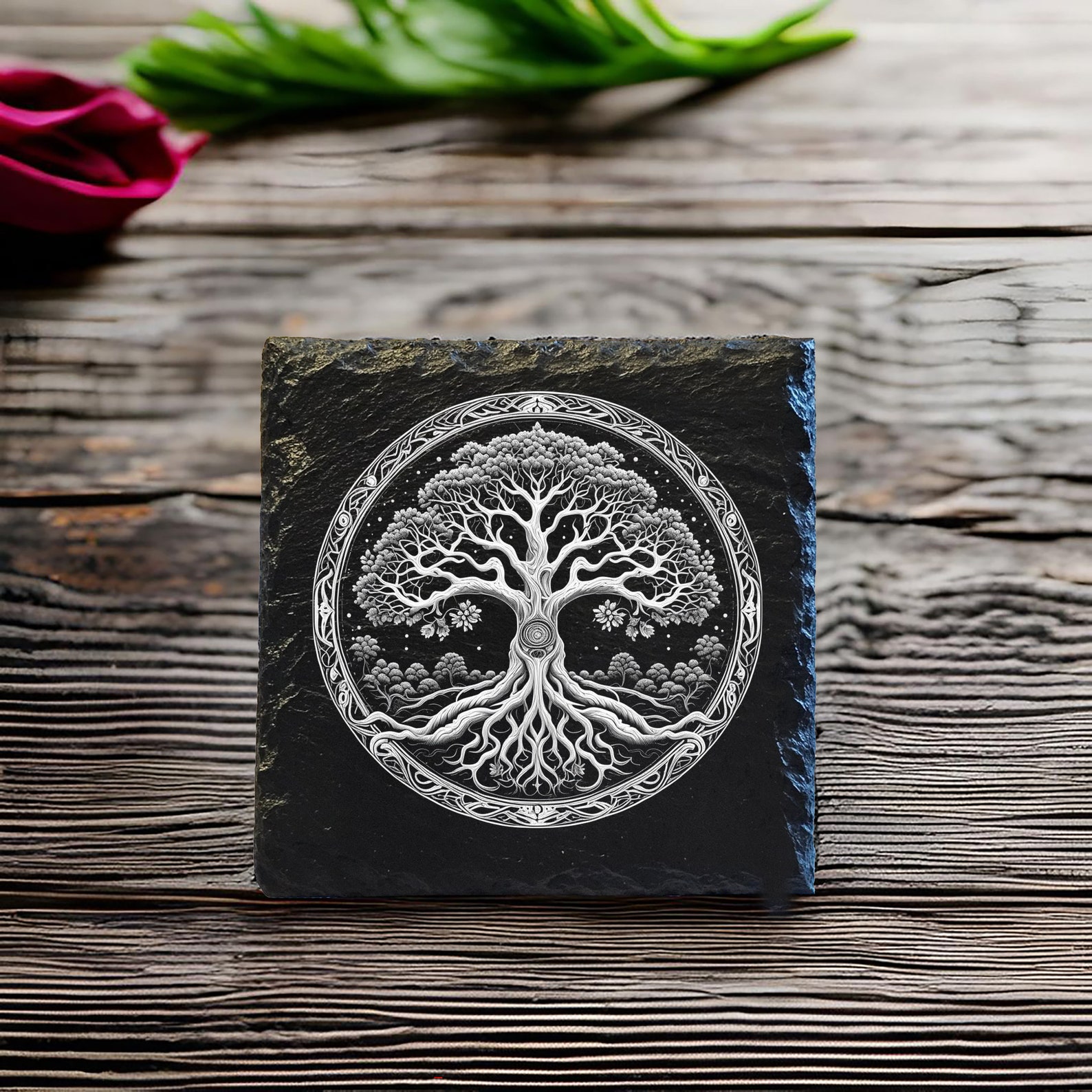 Tree of Life Slate Engraving Laser File, Coaster Design (digital ...
