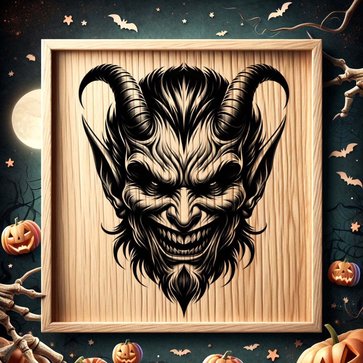 The Devil, Wood Engraving, Laser File, Coaster Etching, Lightburn, Glow ...