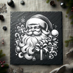 Santa Clause 37, Laser PNG, Slate Engraving, Laser File, Coaster ...