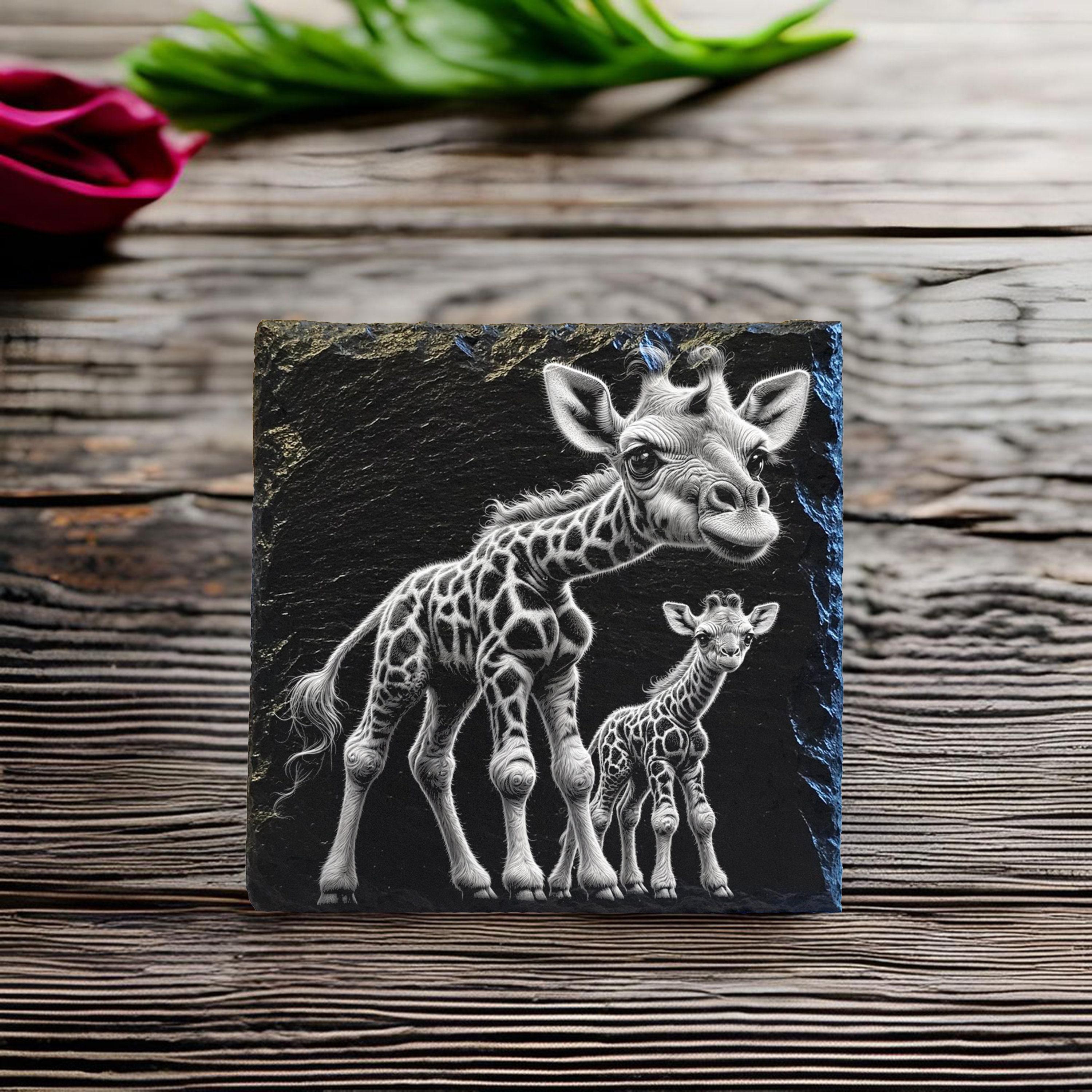 Giraffe Family 1, Slate Engraving, File, Coaster Etching, American ...