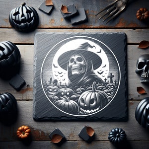 Halloween Pumpkin 4, Laser PNG, Slate Engraving, Laser File, Coaster ...