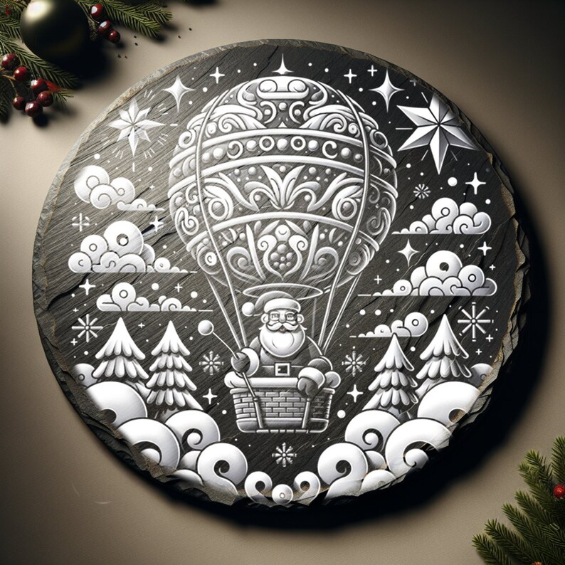 Santa Clause 7, Laser PNG, Slate Engraving, Laser File, Coaster Etching ...
