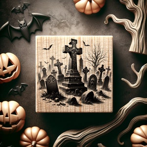 Haunted Graveyard 1, Wood Engraving, Laser File, Coaster Etching ...