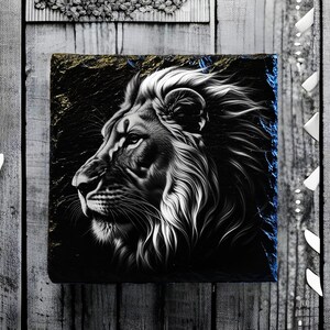 Lion Slate Engraving Laser File, Coaster Design (digital Download) - Etsy