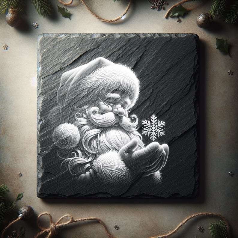 Santa Clause 48, Laser PNG, Slate Engraving, Laser File, Coaster ...