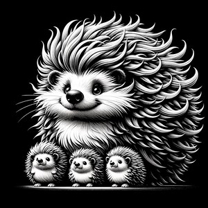 Hedgehog Family, Slate Engraving, Laser File, Coaster Etching, American ...