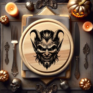 The Devil, Wood Engraving, Laser File, Coaster Etching, Lightburn, Glow ...
