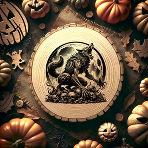 Werewolf 2, Wood Engraving, Laser File, Coaster Etching, Lightburn ...