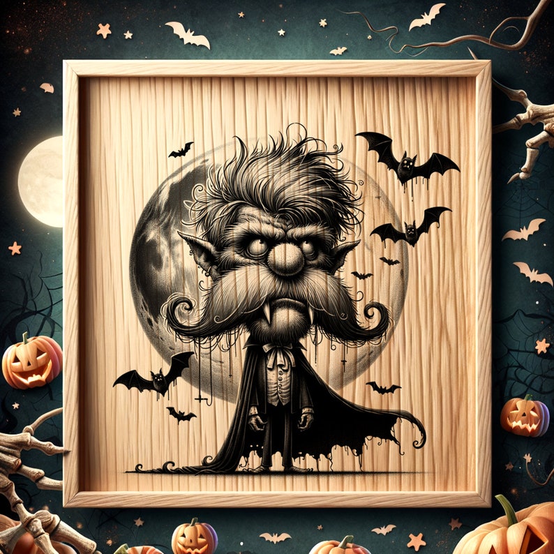 Vampire 1 Wood Engraving, Laser File, Coaster Etching, Lightburn, Glow ...