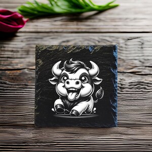 Crazy Bull, Slate Engraving, Laser File, Coaster Etching, American ...