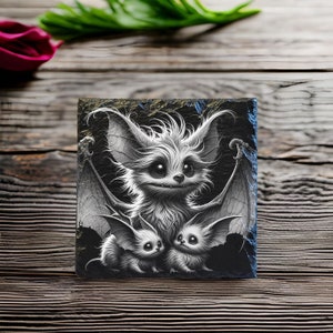 Bat Family, Slate Engraving, Laser File, Coaster Etching, American ...