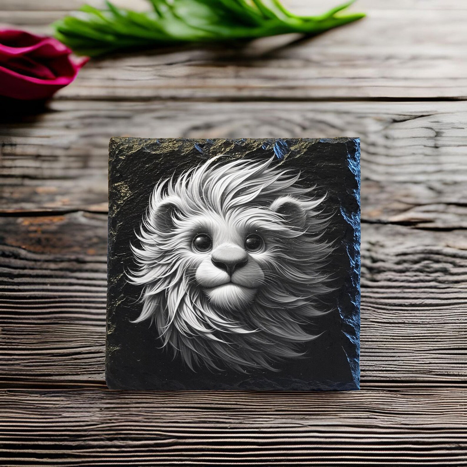 WF Scruffy Lion, Slate Engraving, Laser File, Coaster Etching, American ...