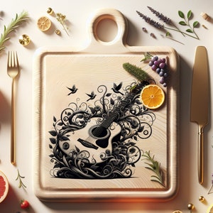 Guitar Vine, Wood Engraving, Laser File, Coaster Etching, Lightburn ...