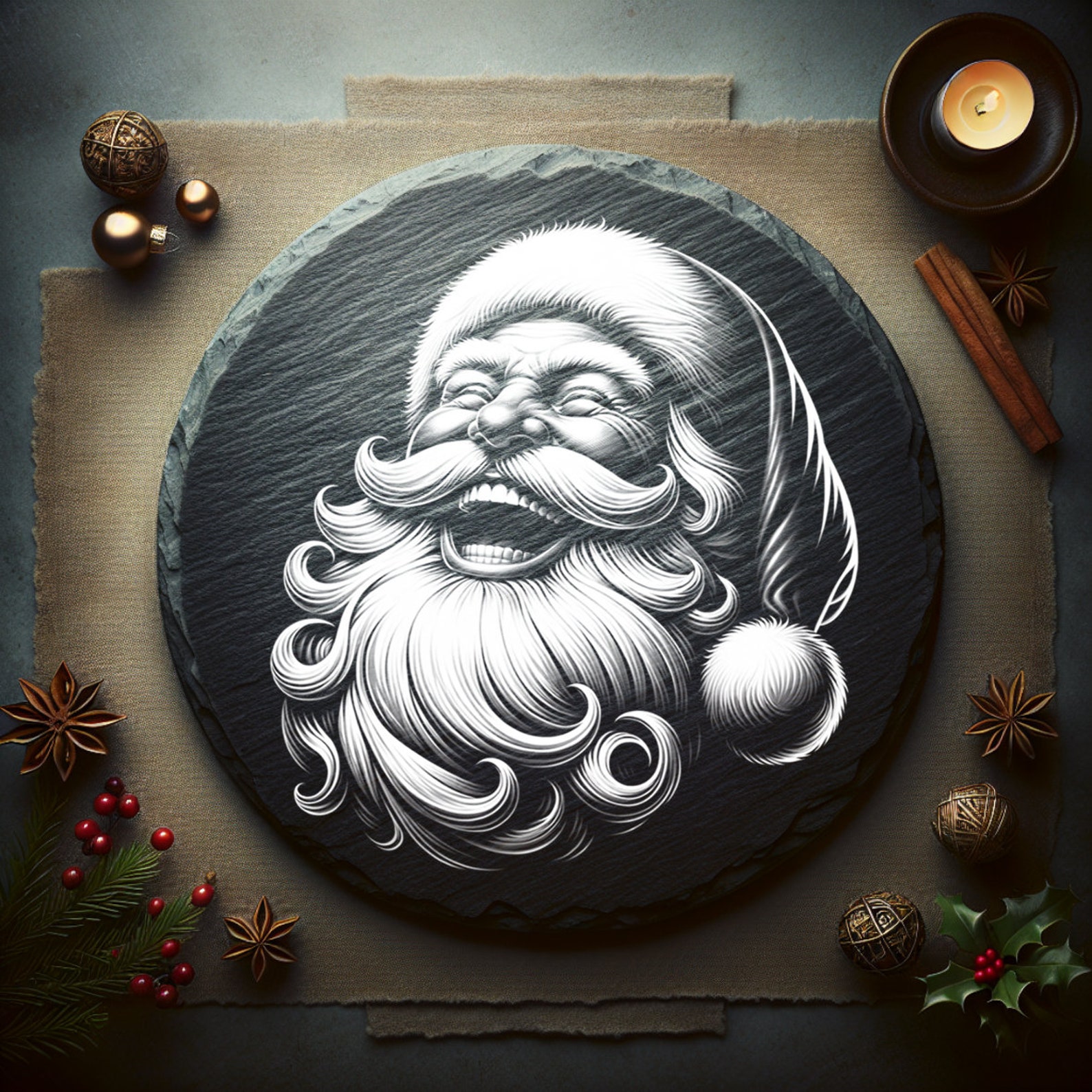Santa Claus Laser Engraving PNG, Slate Etching File - Etsy UK