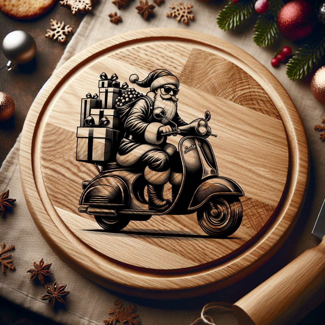 Santa Clause 3, Wood Engraving, Laser File, Coaster Etching, Lightburn ...