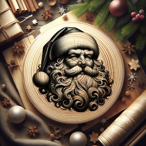 Santa Clause 2, Wood Engraving, Laser File, Coaster Etching, Lightburn ...