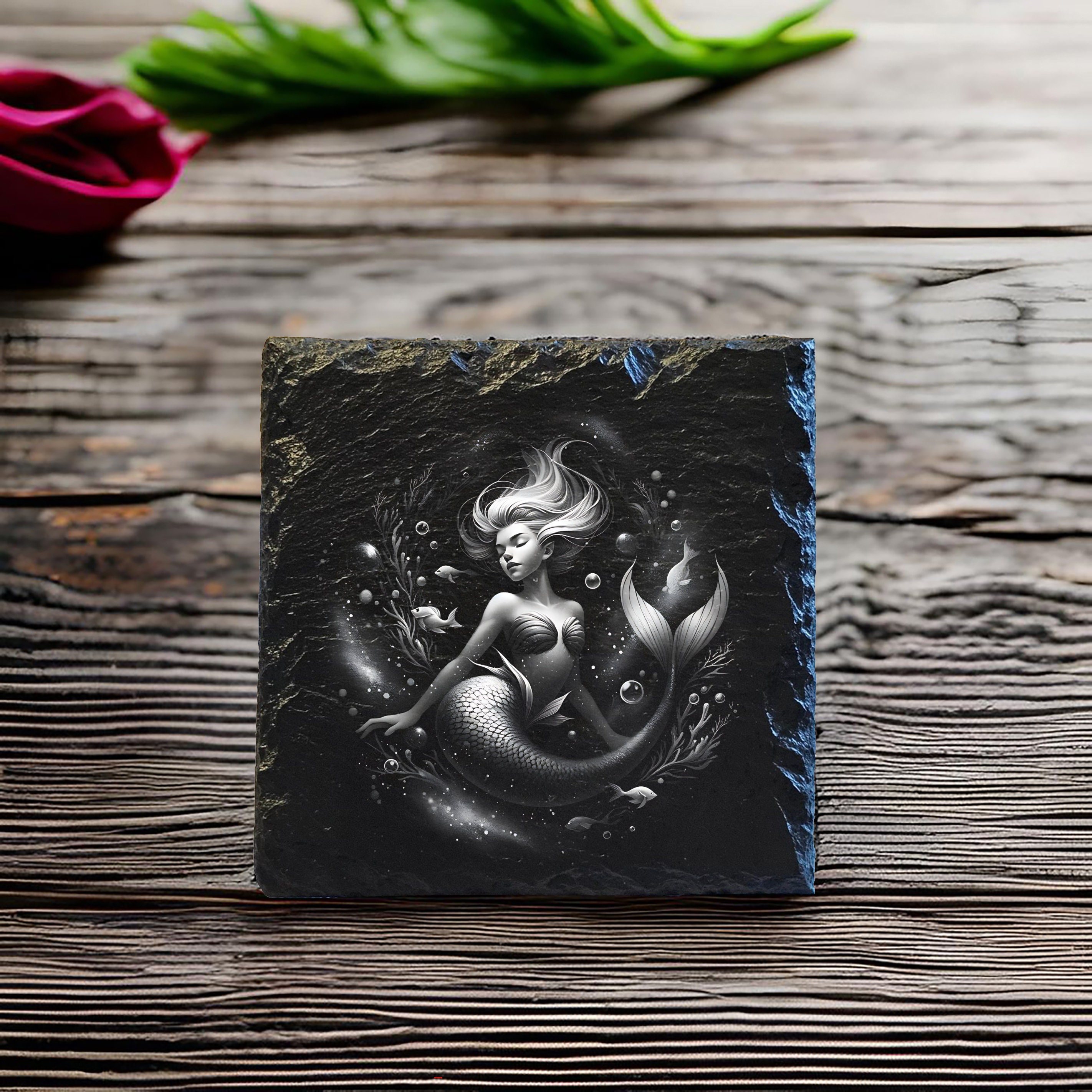 Mermaid 1, Slate Engraving, Laser File, Coaster Etching, American ...