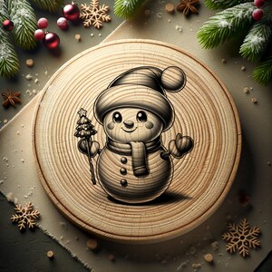 Snowman Wood Engraving, Christmas Coaster Laser File (digital Download ...