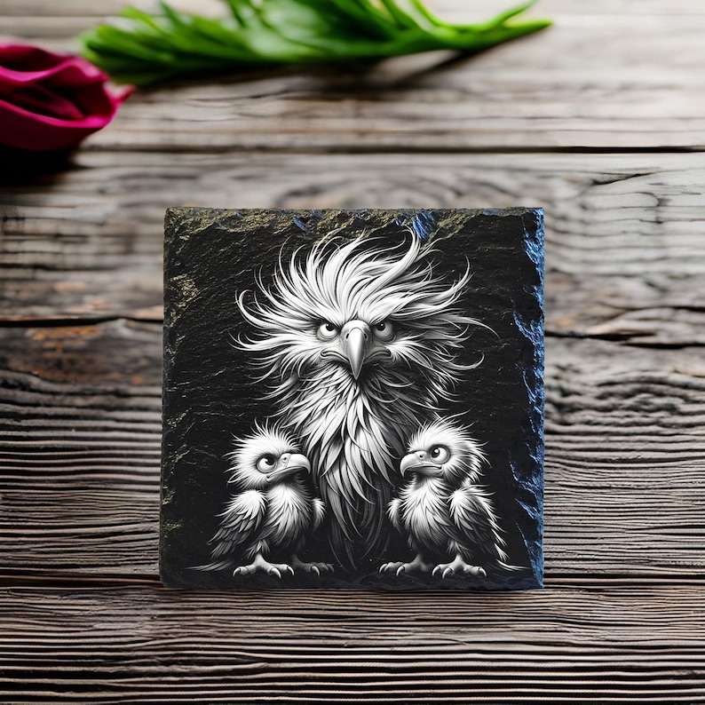 Bald Eagle Family, Slate Engraving, Laser File, Coaster Etching ...