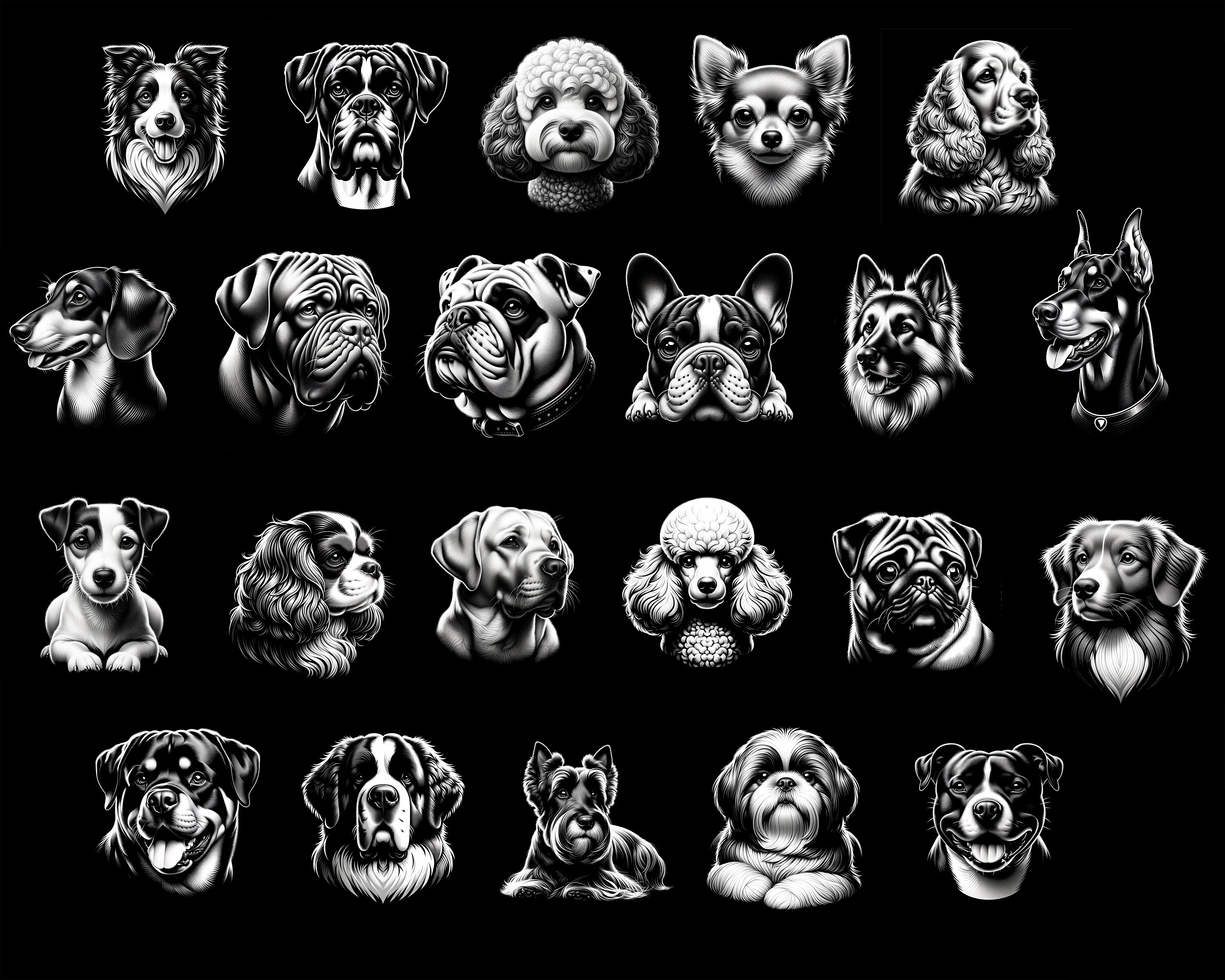 Dog Bundle Pack, Slate Engraving, Laser File, Coaster Etching, American ...
